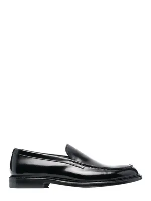 DOUCAL'S Almond-toe Leather Loafers - Black