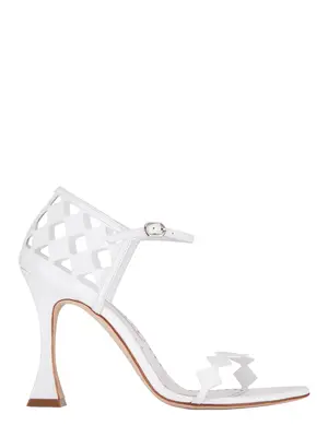 Manolo Blahnik Cut-out Leather Sandals - White