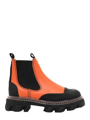 GANNI Panelled Ankle Boots - Orange