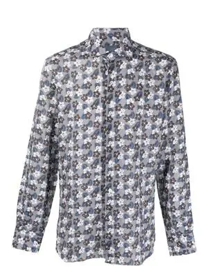BARBA NAPOLI Long-sleeve Linen Shirt - Grey