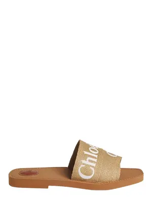 Chloé Woody Logo Slide Sandals Desert