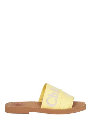Chloé Woody Logo Slide Sandals Yellow