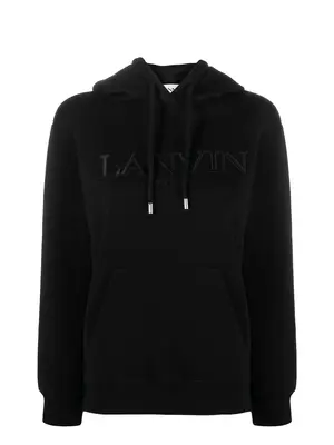 LANVIN Logo-print Drawstring Hoodie - Black