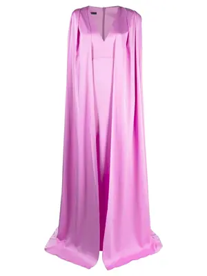 Alex Perry V-neck Cape Gown - Purple
