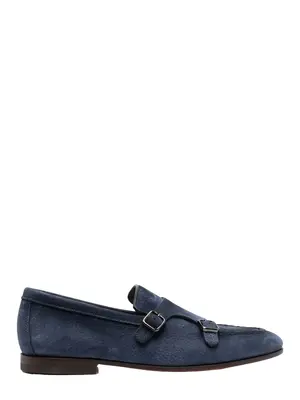 Santoni Suede-leather Monk Shoes - Blue