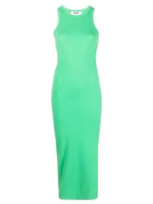 MSGM Ribbed Sleeveless Maxi Dress - Green