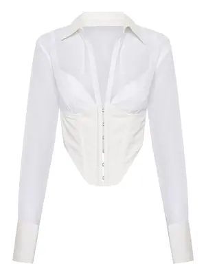 DION LEE Grid Sheer Corset Shirt - White