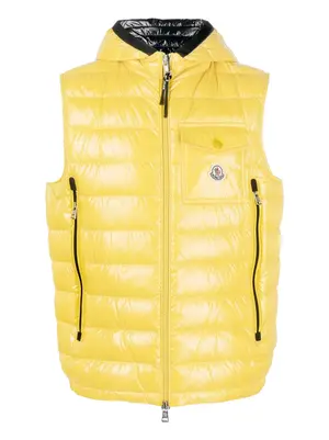Moncler Chest Logo-patch Padded Gilet - Yellow