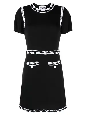 Moschino Lace-trim Knit Mini Dress - Black