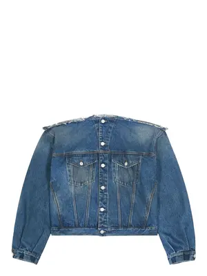 MAISON MARGIELA Collarless Denim Jacket - Blue