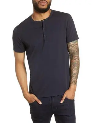 John Varvatos Regular Fit Henley T-shirt - Navy