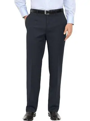 Canali Wool Flat Front Trousers - Navy