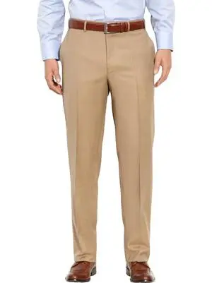 Canali Wool Flat Front Trousers - Tan