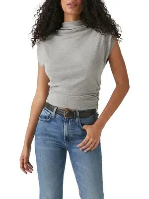 Michael Stars Amara Ruched Cowl Neck Rib T-shirt - Heather Grey