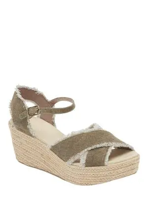 CHOCOLAT BLU Wedge Espadrille Sandal - Army Linen