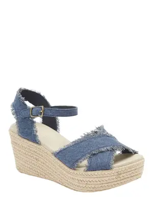 CHOCOLAT BLU Chocolat Blu Wedge Espadrille Sandal Denim Linen