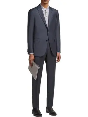 Zegna Pin Dot Trofeo Milano Wool Suit - Navy