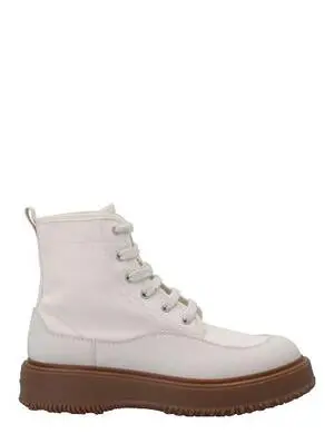 Hogan Lace-up Ankle Boots - White