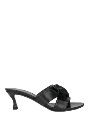 Valentino Garavani VALENTINO GARAVANI Leather Ruffle Sandals Black