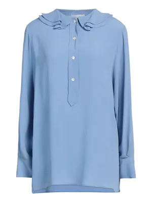 AGLINI AGLINI Ruched Crepe Shirt Light Blue