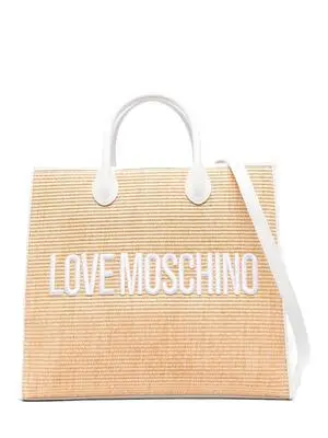 Moschino Embroidered Logo Tote Bag - Neutrals