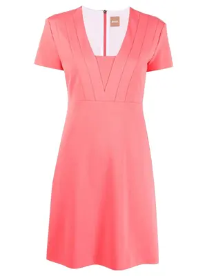 BOSS Square Neck Short Dress - Pink