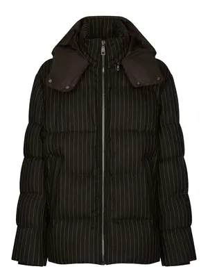 Dolce & Gabbana Pinstriped Puffer Jacket - Black