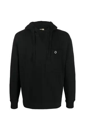 TEN C Patch-pocket Detail Hoodie - Black