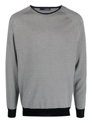 LARDINI Horizontal-stripe Crew Neck Jumper - Blue