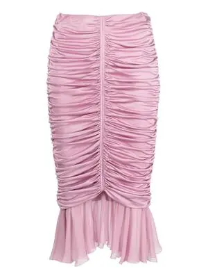 Blumarine Silk Blend Ruched Midi Skirt - Pink