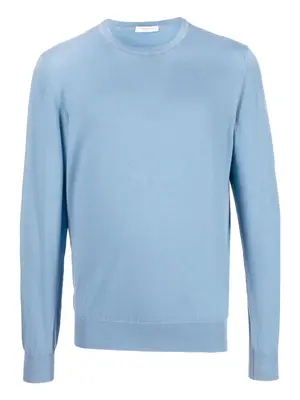 Boglioli Fine Knit Cotton Jumper - Blue