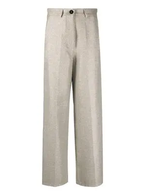 FORTE_FORTE Wide-leg Cotton-blend Trousers - Silver