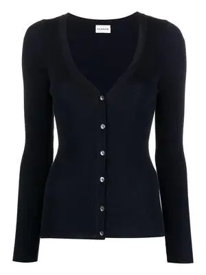 P.a.r.o.s.h Ribbed Knit V-neck Cardigan - Blue