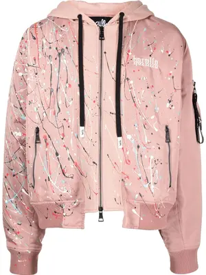 HACULLA. Graphic-print Hooded Bomber Jacket - Pink