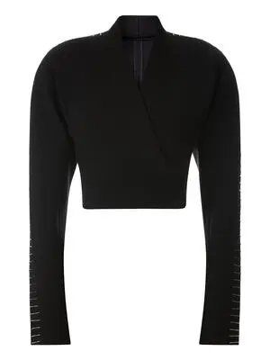 Alaïa Pin-detailed Cropped Wrap Jacket - Black