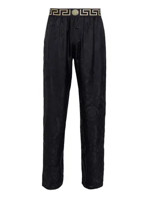 Versace Barocco Silk Twill Pajama Bottoms - Black