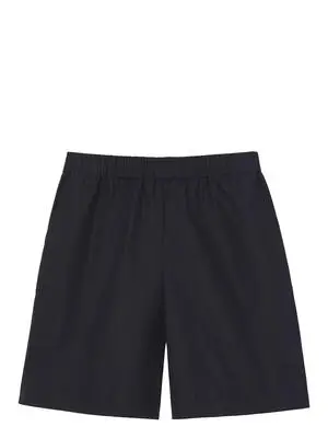 Lafayette 148 New York Organic Cotton Poplin Wide Leg Shorts - Black