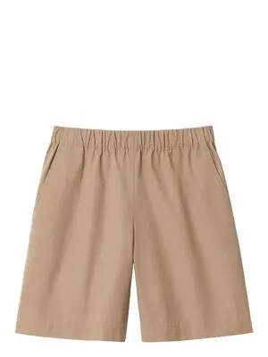 Lafayette 148 New York Organic Cotton Poplin Wide Leg Shorts - Brownstone