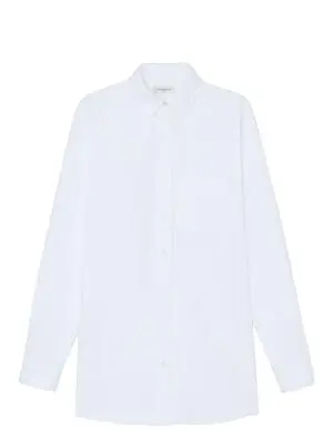 Lafayette 148 New York Organic Cotton Poplin Oversized Shirt - White