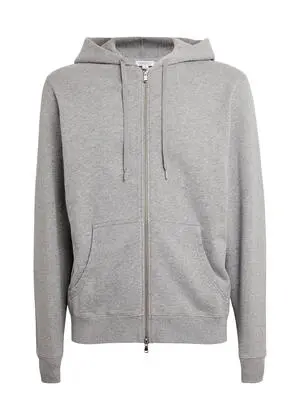 Sunspel Loopback Zip-up Hoodie - Grey