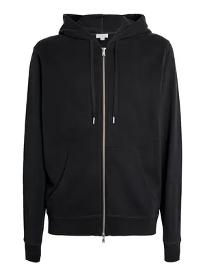 Sunspel Loopback Zip-up Hoodie - Black