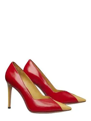 Tory Burch Triangle Pump Triple Red/sand Buff
