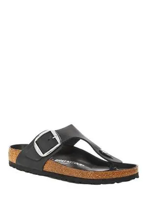 BIRKENSTOCK Gizeh Big Buckle Thong Sandals - Oiled Nubuck Black