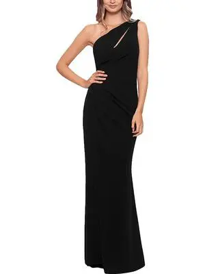 Aqua Cutout One Shoulder Gown - Black