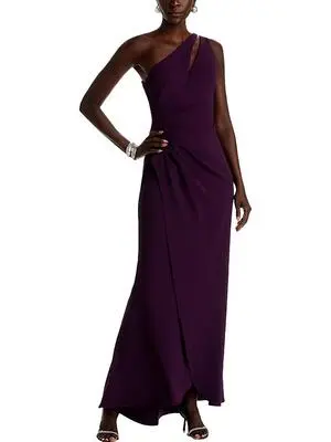 Aqua Cutout One Shoulder Gown - Mulberry