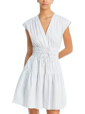Derek Lam 10 Crosby Tora V-neck Smocked Poplin Dress - White