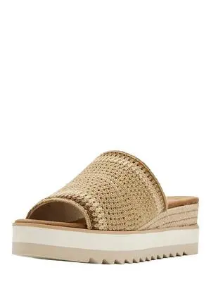 Toms Diana Mule Raffia Platform Heels - Brown