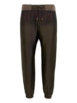 Etro Tapered Printed Twill Pants - Army Green