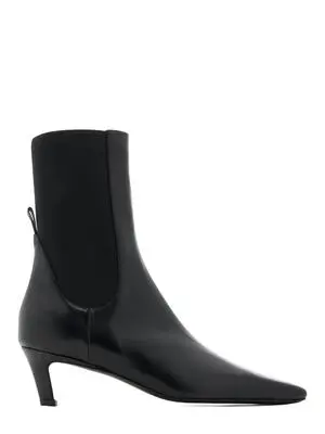 TOTEME Mid Heel Leather Boots - Black