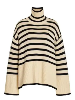 TOTÊME Signature Stripe Wool-Cotton Turtleneck Sweater
